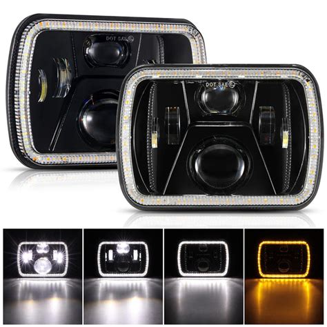 7x6 Led Headlights Rectangular Headlamps High Low Sealed Beam W Drl Tu