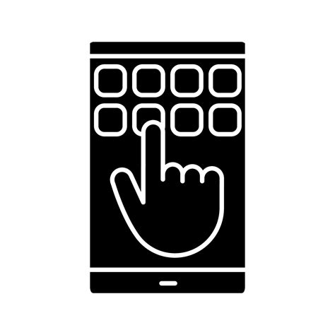 Smartphone Touchscreen And Keypad Glyph Icon Silhouette Symbol Hand Entering Smartphone