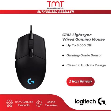 Logitech G102 Light Sync Gaming Mouse Black With Customizable Rgb