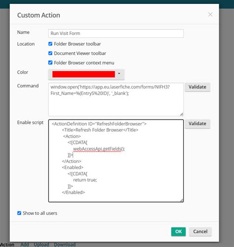Adding A Custom Action In Laserfiche Cloud Web Client Laserfiche Answers
