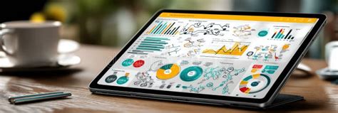 E Commerce Dashboard On A Digital Tablet Showing Detailed Analytics In A Workspace With A Cup Of