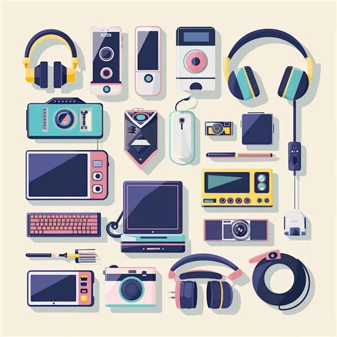 Premium Vector A Collection Of Electronic Devices Including One That