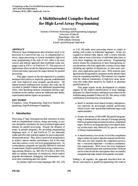 Pdf A Multithreaded Compiler Backend For High Level Array Programming