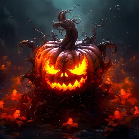 Premium Ai Image Devilish Halloween Pumpkin