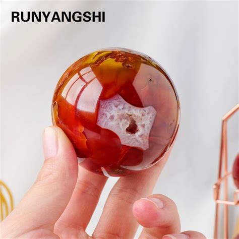 천연 크리스탈 레드 마노 크리스탈 구 홍옥 장식 공 장식품 레이키 치유석 1pc Aliexpress