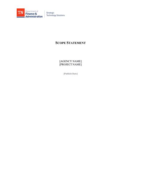 Scope Statement Template In Word And Pdf Formats