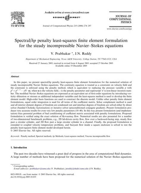 Pdf Spectralhp Penalty Least Squares Finite Element Formulation For