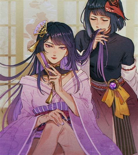 Raiden Shogun And Kujou Sara Genshin Impact Drawn By Mieille Danbooru