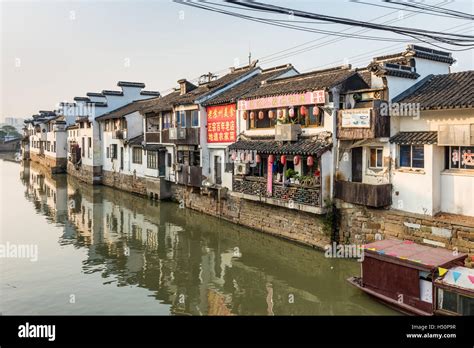Suzhou Old Town Canal And Folk Houses In Suzhou Jiangsu China Stock