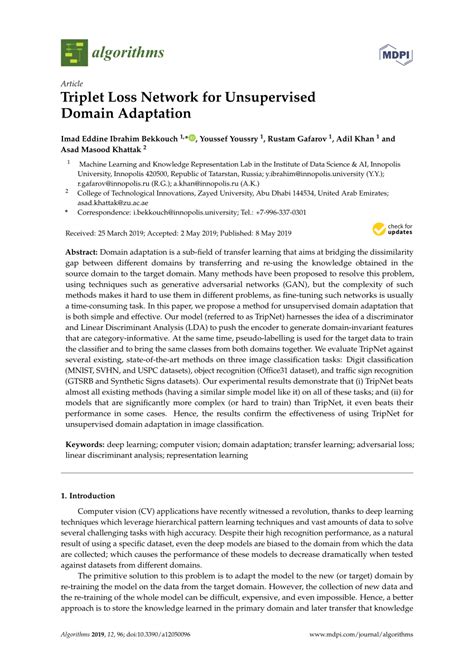 Pdf Triplet Loss Network For Unsupervised Domain Adaptation
