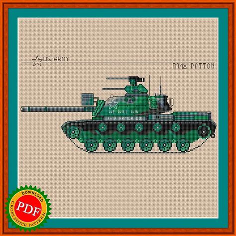 M48 Patton Cross Stitch Pattern American Main Battle Tank M48 Patton Larisaxstitch Your