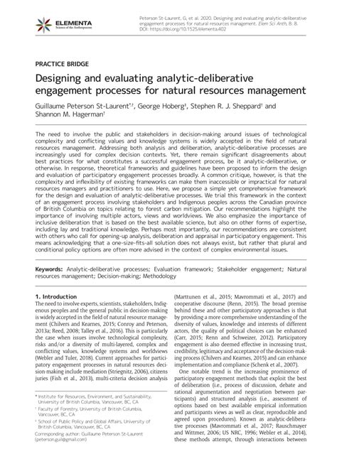 Pdf Designing And Evaluating Analytic Deliberative Engagement Processes For Natural Resources