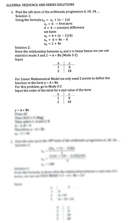 SOLUTION Algebra Sequence And Series Practice Test With Complete Solution Studypool