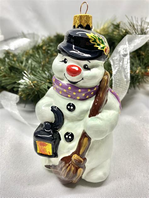 ᐉ Прикраса на ялинку скляна Сніговик з ліхтарем 13х7 5 см F 197 2 • Краща ціна в Києві