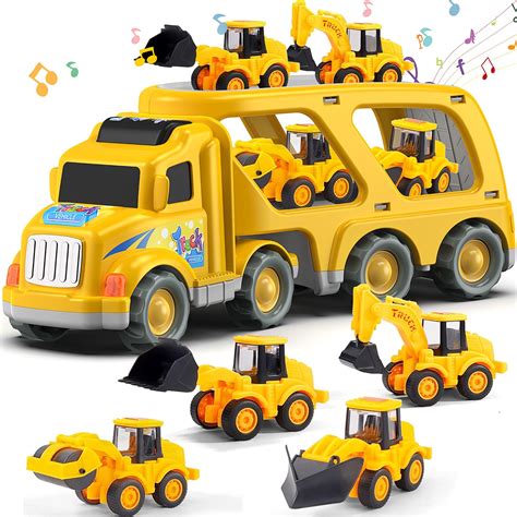 Camión De Construcción Toy Veslier Con 6 Minicoches De 1 A 6 Años