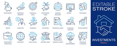 경제 금융 성장 이익 등과 같은 투자 라인 아이콘 벡터 일러스트 레이 션 편집 가능한 스트로크 경제에 대한 스톡 벡터 아트 및 기타 이미지 Istock