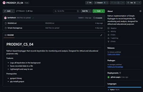 Cybersecurity Ethicalhacking Python Keylogger Prodigyinfotech Yathesh R