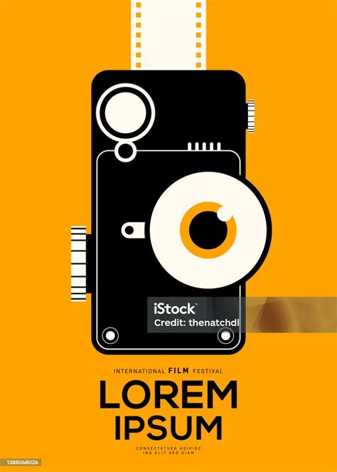 빈티지 카메라와 영화 및 영화 포스터 디자인 템플릿 배경 영화 카메라에 대한 스톡 벡터 아트 및 기타 이미지 영화 카메라