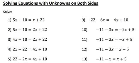 Solving Equations Unknowns Both Sides Minimally Different
