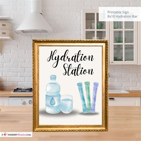 Hydration Station Sign Instant Download 8x10 Digital Pdf Water Dri