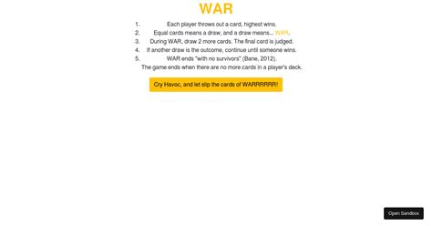 Front End Challenge War Codesandbox