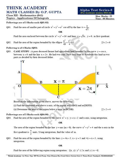 Ats Xii 8 Applications Of Integrals Pdf Area
