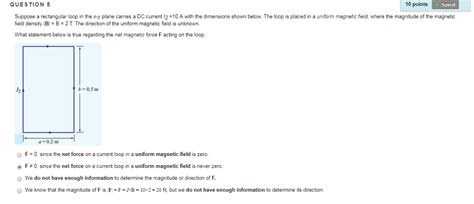Solved Question5 Suppose A Rectangular Loop In The X Y Plane