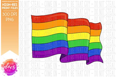 Waving Pride Flag Rainbow Sublimationprintable Design Debbie