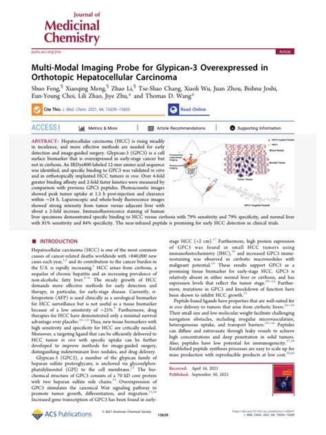 Feng Et Al 2021 Multi Modal Imaging Probe For Glypican 3 Overexpressed