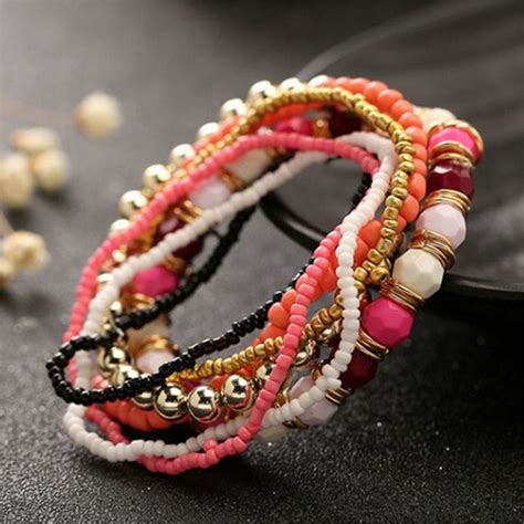 Ayyufe Boho Bracelets Pack Of 7 Women Boho Bohemian Mix Multilayer