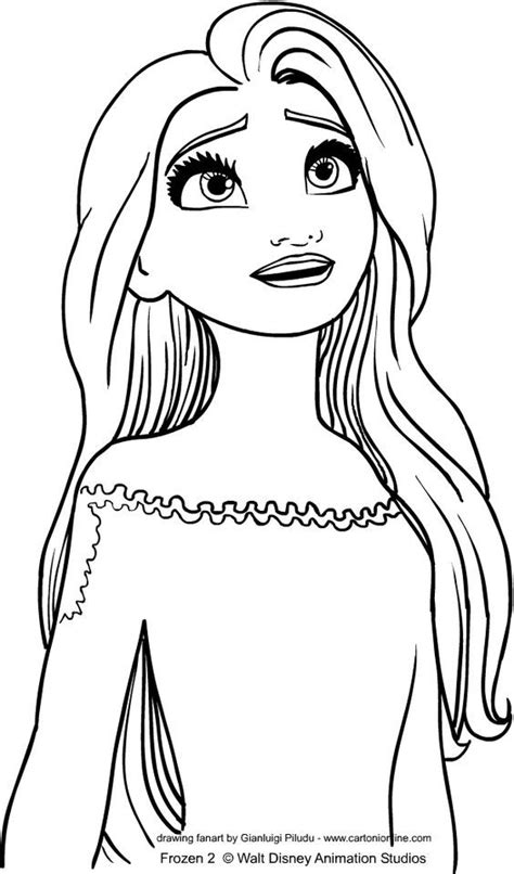 Disney Princess Coloring Frozen 2 Coloring Pages Elsa Hair Down