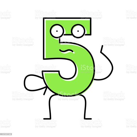 Five Number Character Color Icon Vector Illustration Stock Illustration