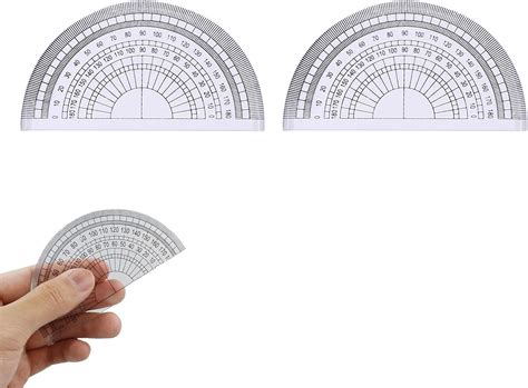 180 Degrees Clear Protractors 2 Pack Plastic Protractor Semicircle