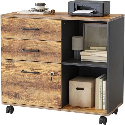 Шкаф для хранения файлов Fezibo с 3 выдвижными ящиками боковой шкаф для хранения с замком