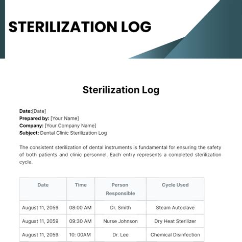 Free Sterilization Log Template To Edit Online