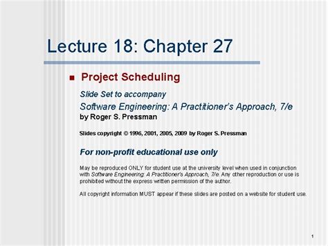Lecture 18 Chapter 27 N Project Scheduling Slide