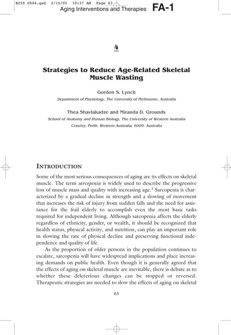 Pdf Strategies To Reduce Age Related Skeletal Muscle Wasting