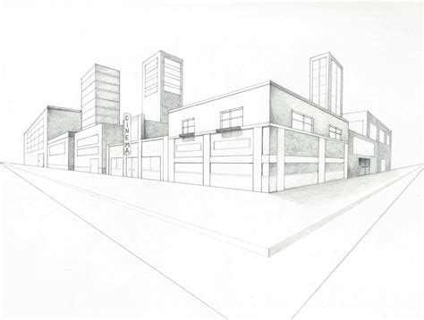 Дом в угловой перспективе рисунок карандашом