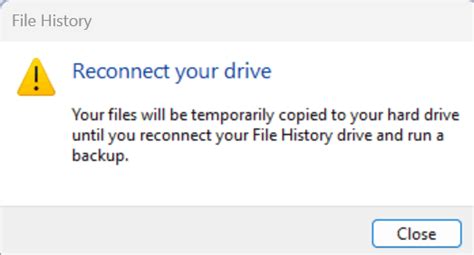 File History Drive Disconnected Microsoft Community