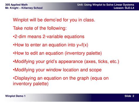 Ppt Using Using Winplot To Solve Linear Systems Powerpoint Presentation Id6126769