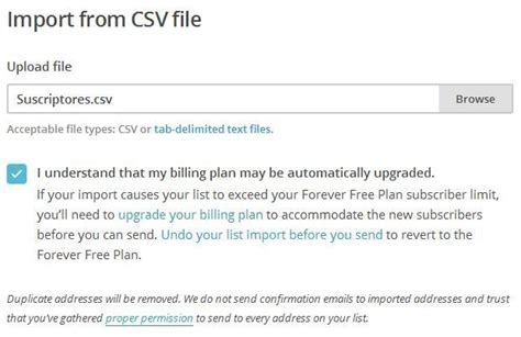 importar suscriptores en mailchimp desde csv