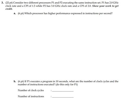 Solved 22 Pt Consider Two Different Processors P1 And P2