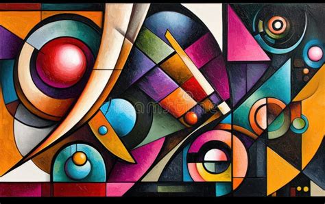 Vibrant Colors And Geometric Shapes Create A Dynamic Abstract Composition Stock Illustration