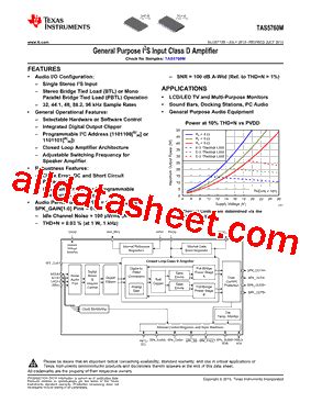 TAS5760M Datasheet PDF Texas Instruments