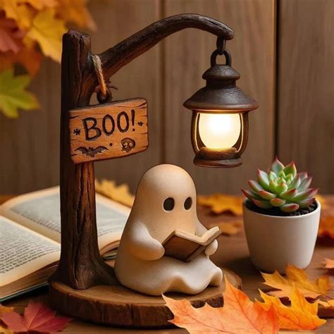 Cute Ghost Reading Lantern Book Lamp 3d Resin Ghost Night Light £15