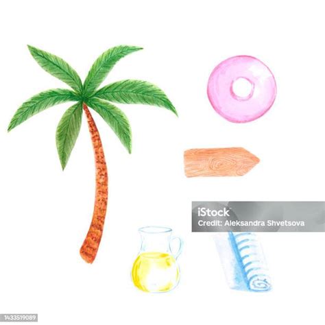 손으로 그린 수채화 여행은 흰색 배경에 설정됩니다 스크랩북 디자인 요소 타이포그래피 포스터 초대장 엽서 라벨 배너 디자인 0명에 대한 스톡 벡터 아트 및 기타 이미지