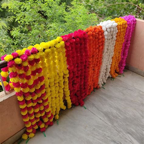 10 String Set 5 Ft Long Marigold Garland Home Decor Indian Wedding
