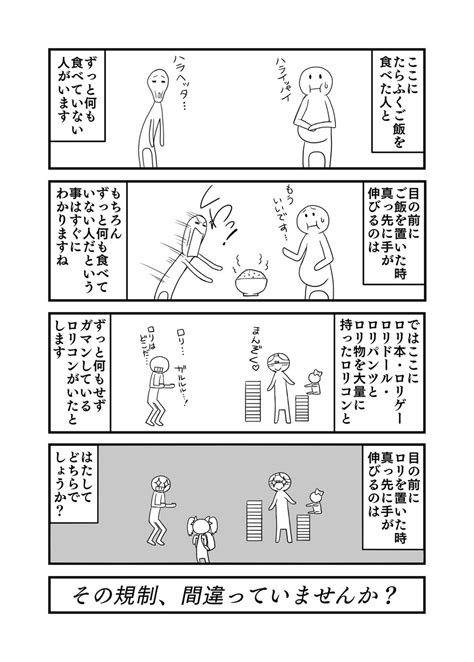 男性にとって性欲とは、食事をするのに等しいもの。むやみやたらに規制してすると飢えたロリコンは実物の少女に手を出してしまう Togetter