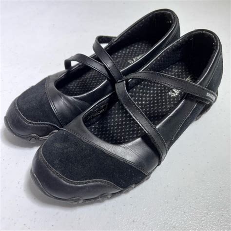 Skechers Shoes Skechers Black Suede Biker Mary Jane Strappy