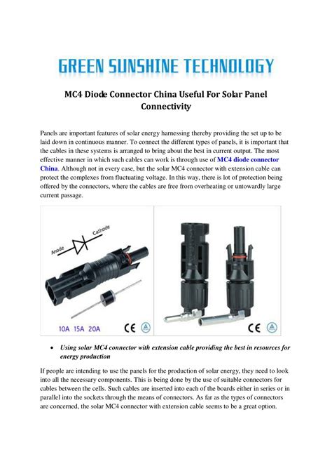 Ppt Mc4 Diode Connector China Powerpoint Presentation Free Download Id 8216849